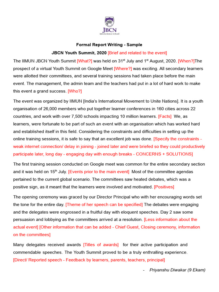 Report Writing - Sample | PDF