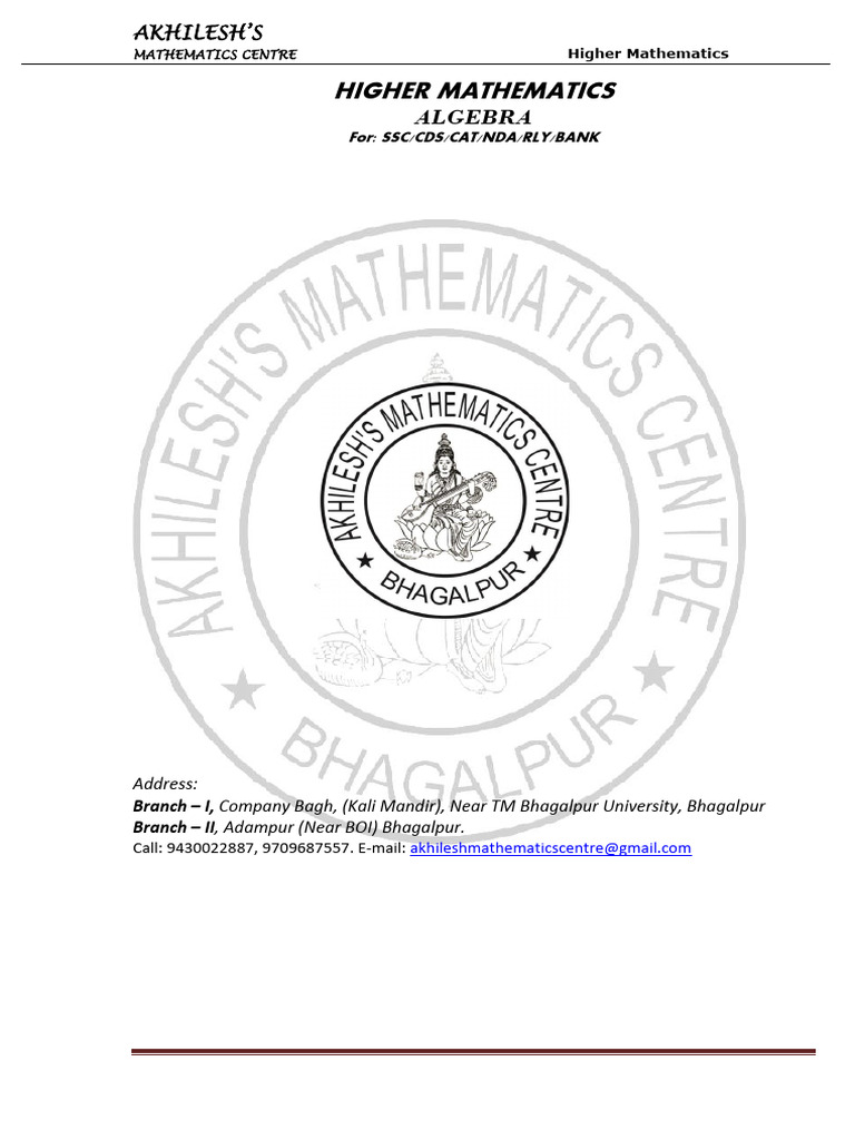 Higher Mathematics: Algebra | PDF | Algebra | Equations