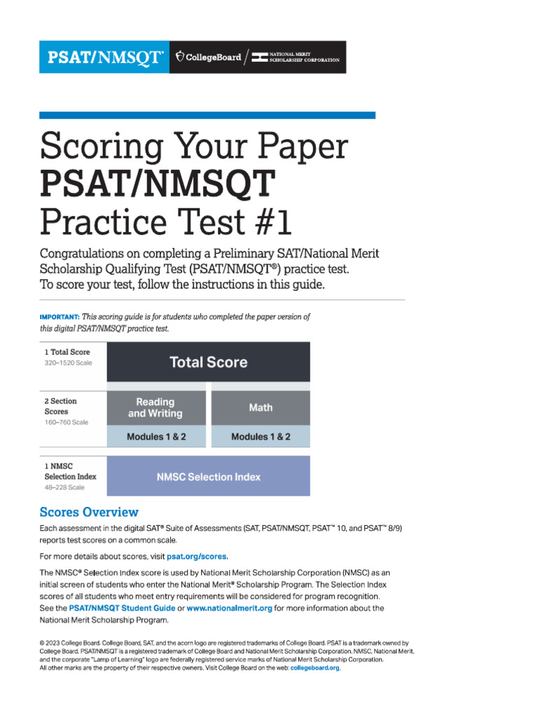 PSAT score test 1 | PDF