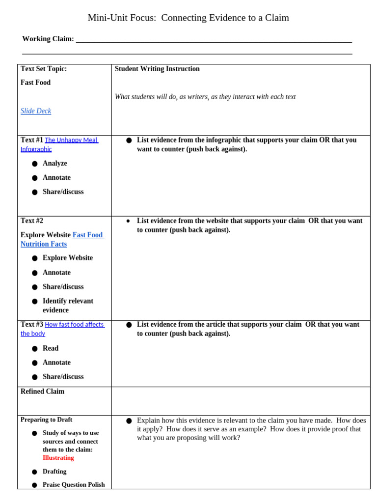 Fast Food Writing Move Template | PDF