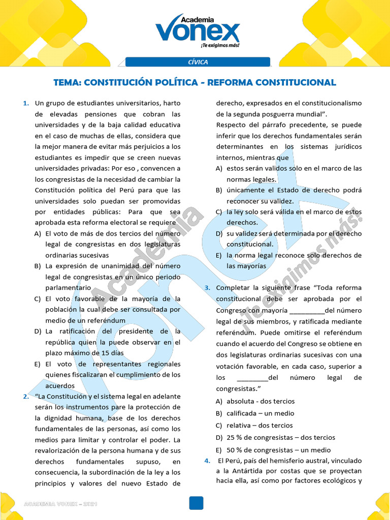 Civica Constitución Política Reforma Constitucional Pdf