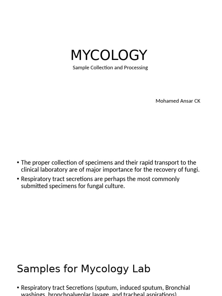 Mycology Collection & Processing | PDF | Staining | Yeast