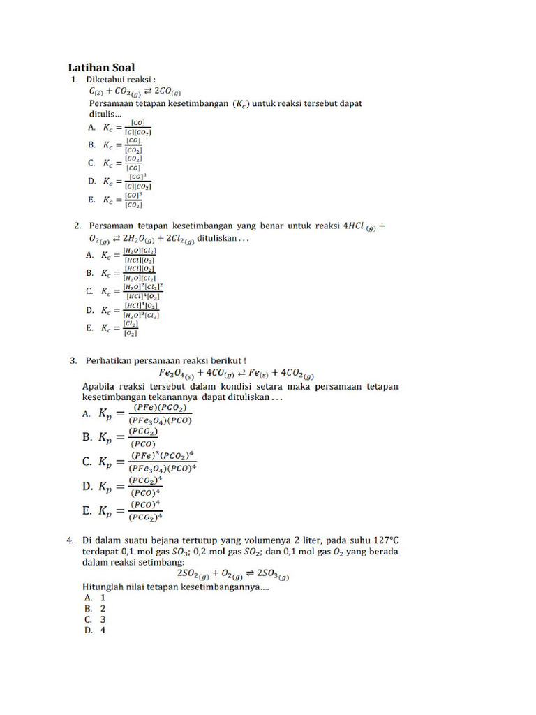 Latihan Soal Kesetimbangan | PDF