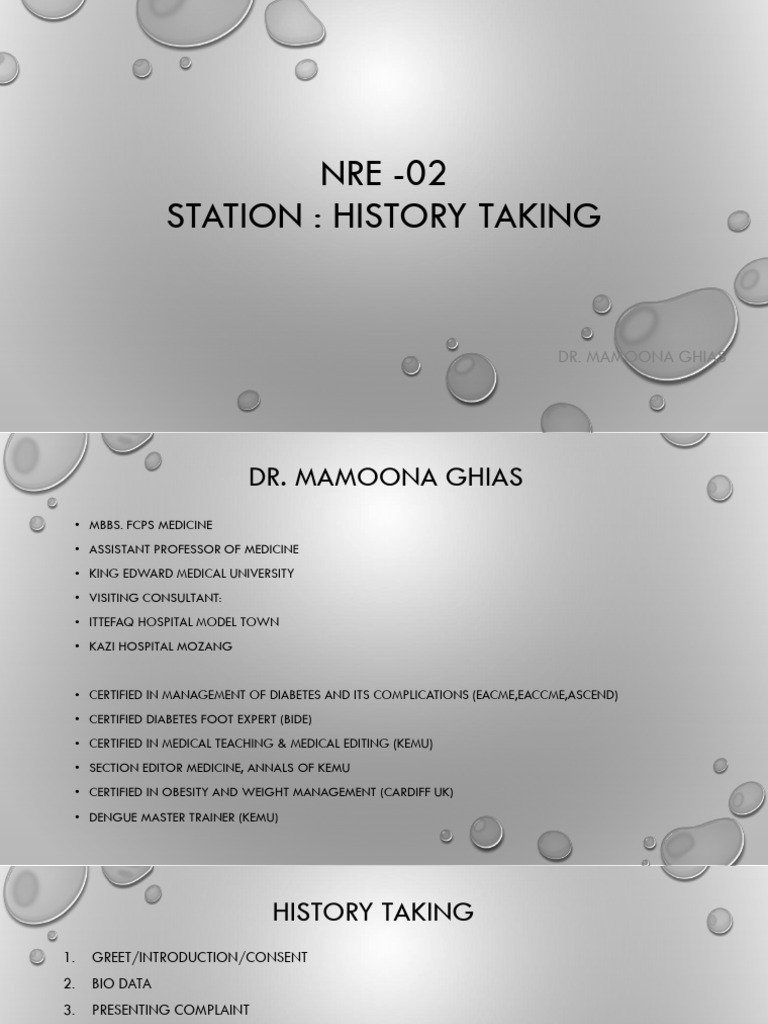 NRE 2 History Tking Mamoona Ghias_240720_153257 | PDF | Medicine ...