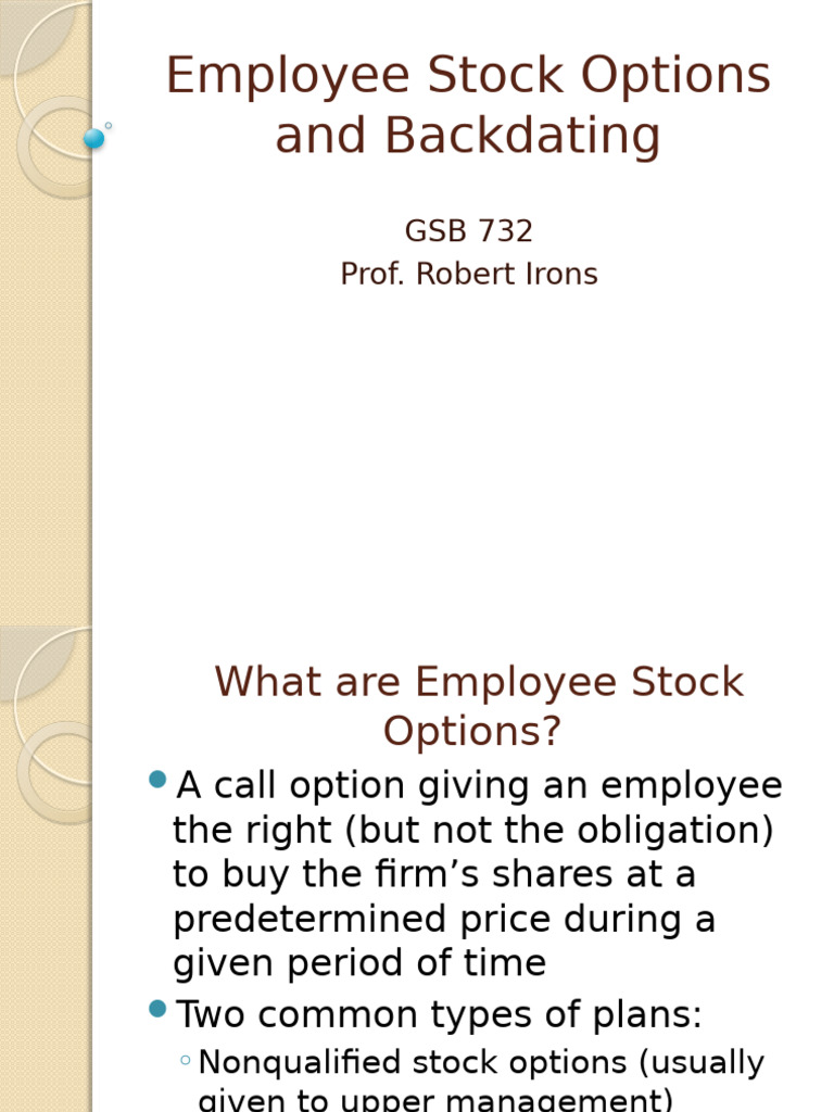 Employee Stock Options and Backdating | PDF | Option (Finance ...