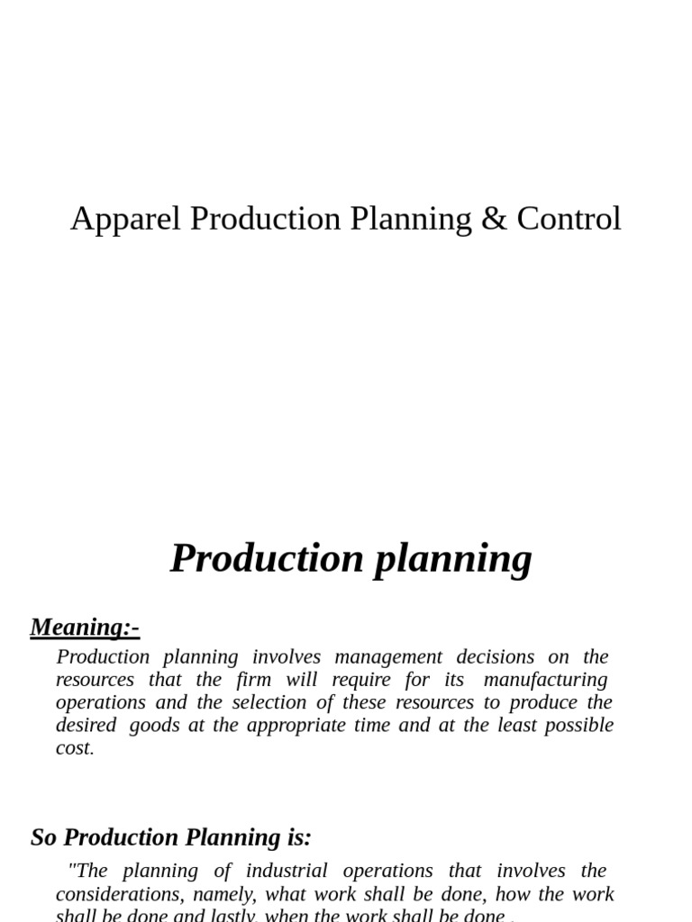 Apparel Production Planning Guide | PDF | Economies