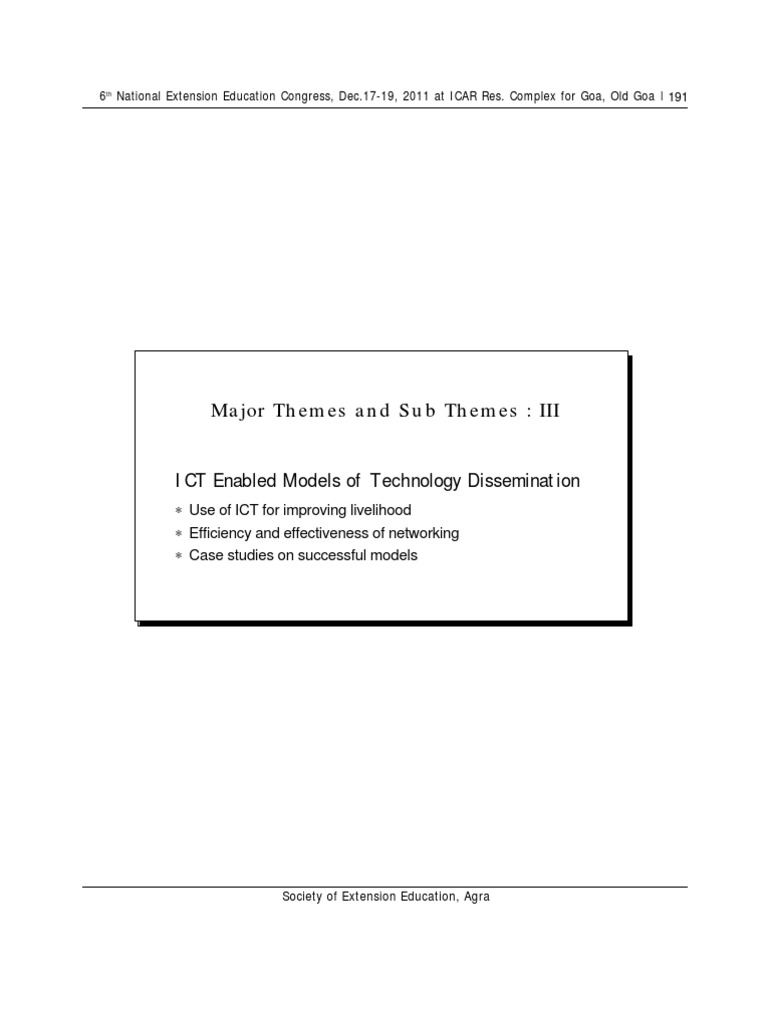 ICT Enabled Models For Technology Dissemination | Download Free PDF ...