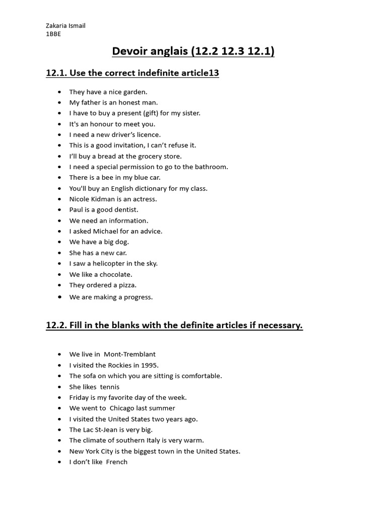 Devoir Anglais 28 30 | PDF