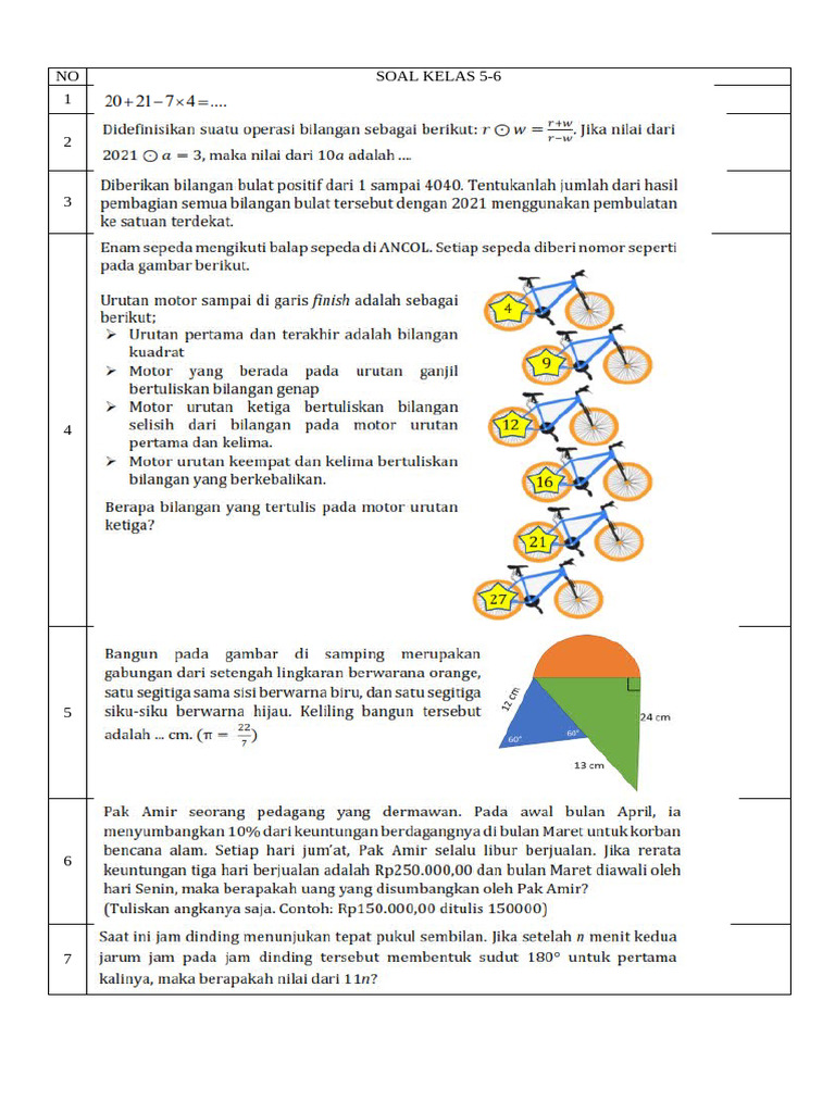 Soal Final KMS Kelas 5-6 | PDF