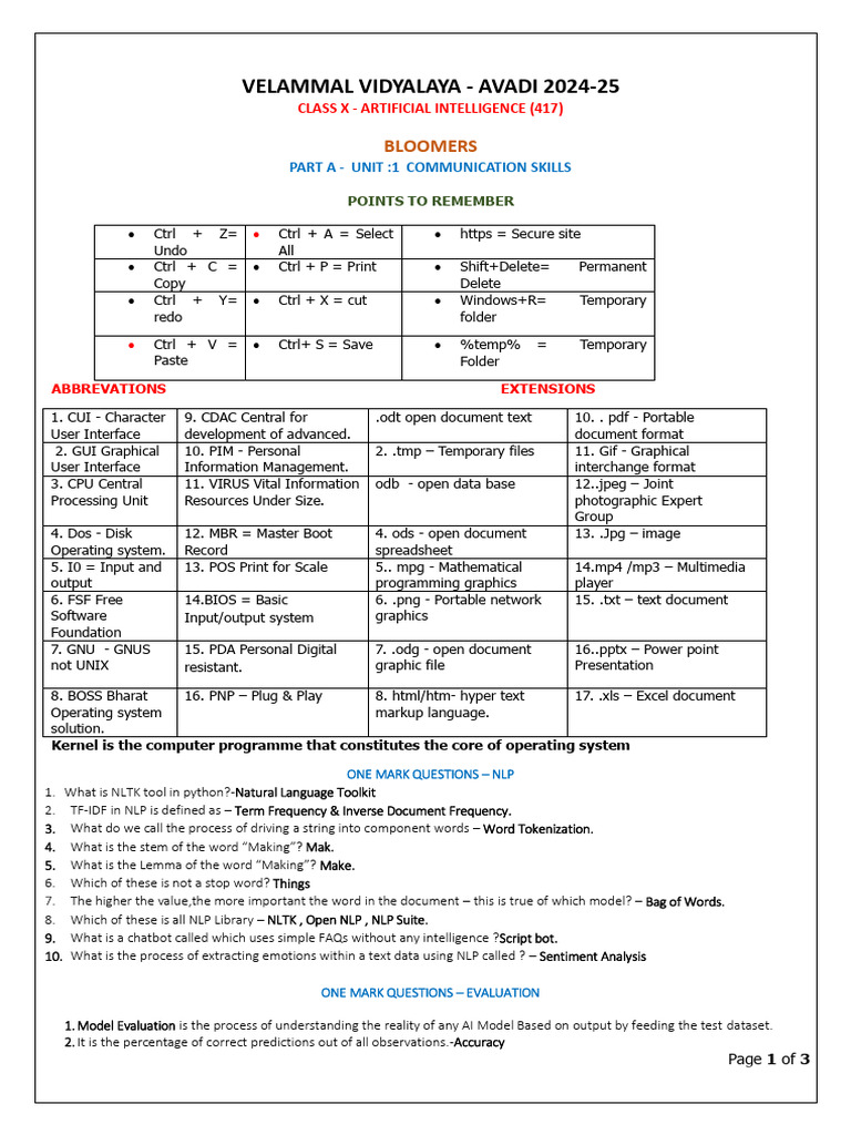 CLASS X - REVISION - II FOR LAYERS As On 28-11-2024 | PDF | Accuracy ...