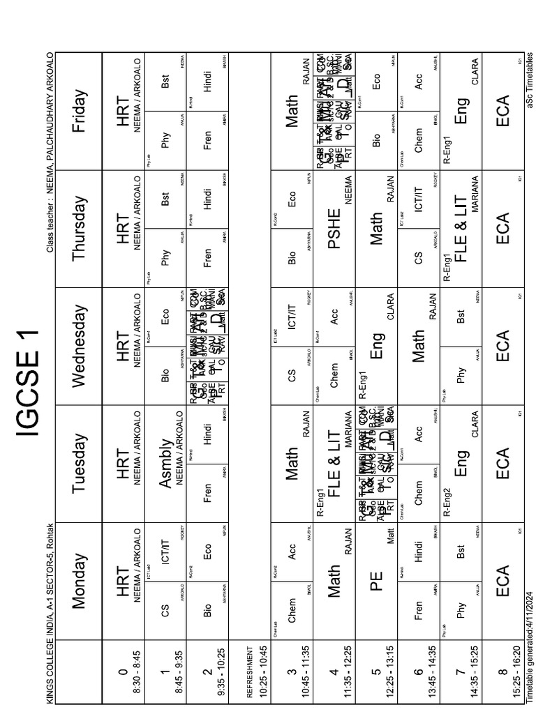 IG1 Timetable 2024 | PDF