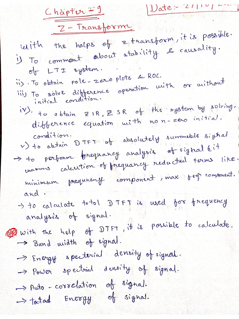 Signal and System, Ch-9, Z - Transform | PDF