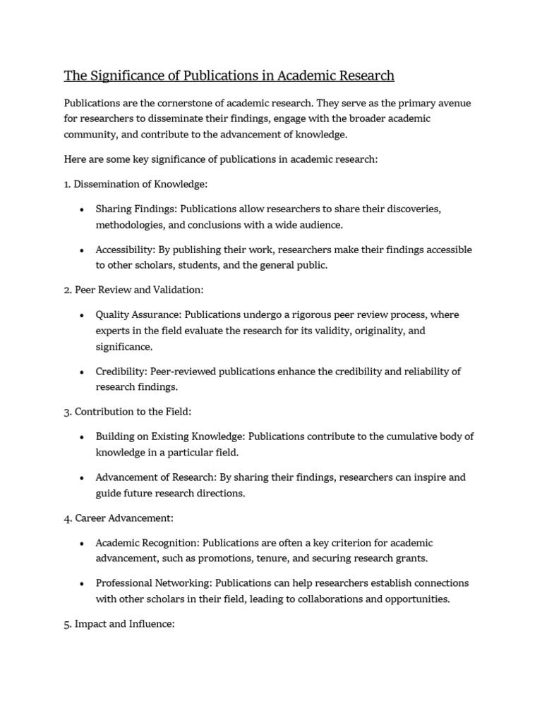 Importance of Academic Publications | PDF | Academic Journal | Academic ...