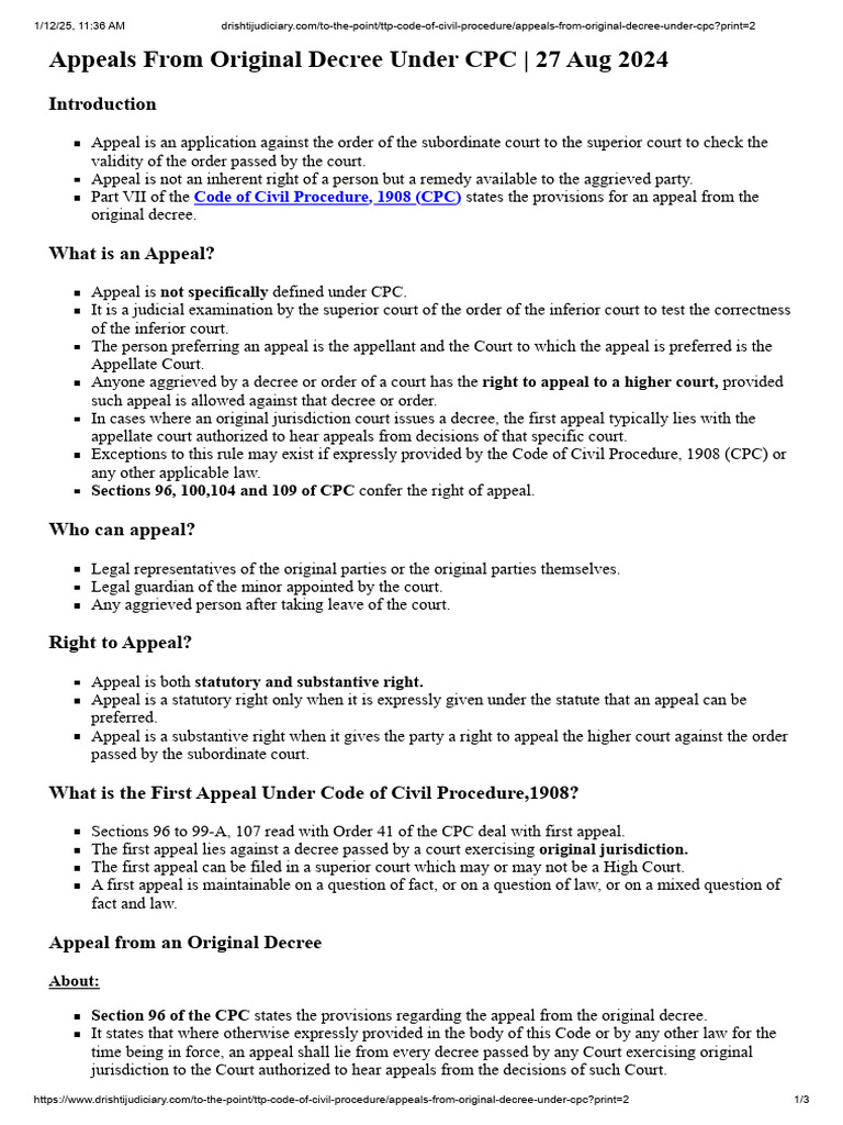 To The Point - TTP Code of Civil Procedure - Appeals From Original ...