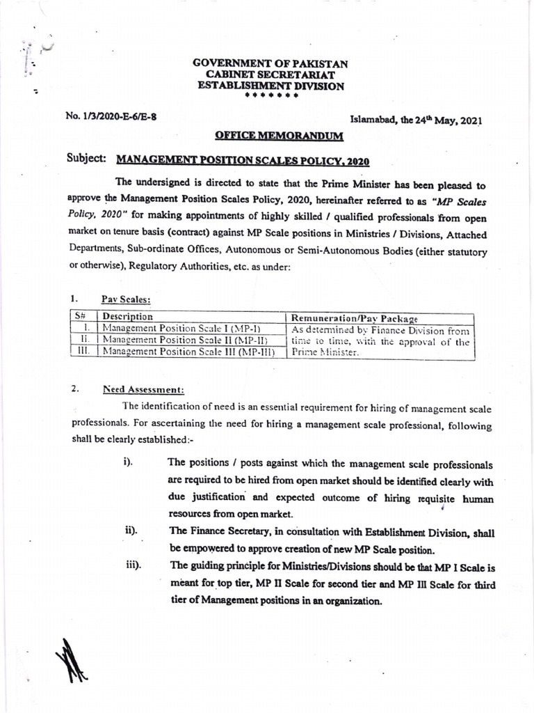 Latest MP Scales Policy Railway Pakistan | PDF