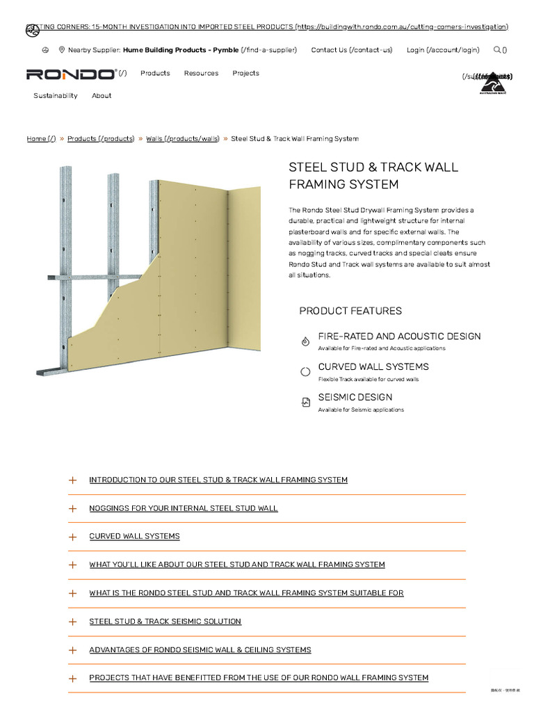 Steel Stud & Track Wall Framing System - Rondo Australia | PDF ...