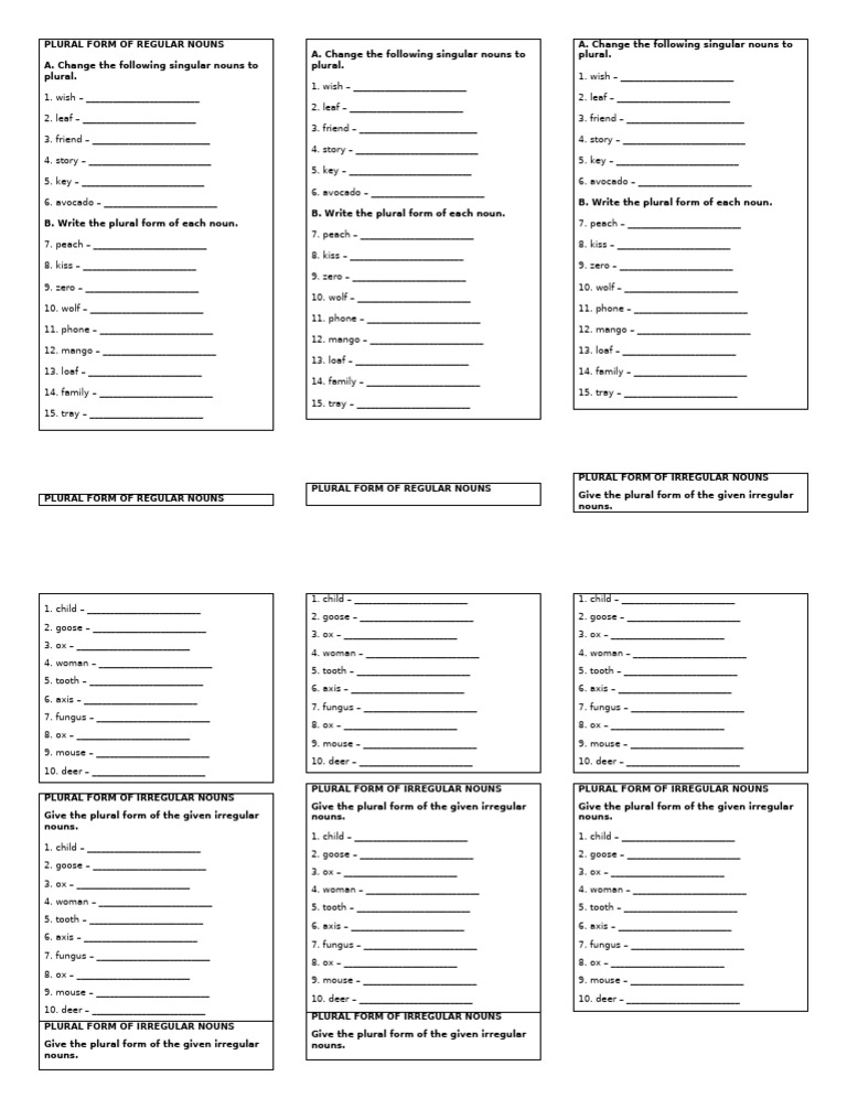 ENGLISH_PLURALIZATION_ACTIVITY | PDF | Plural | Syntactic Relationships