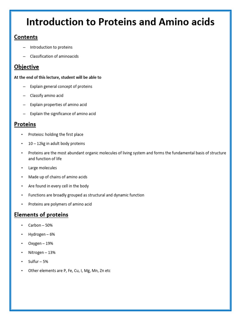 Amino acid Introduction | PDF | Amino Acid | Proteins