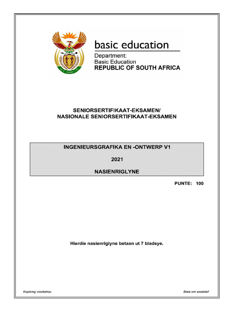 Past Exam Papers Engineering Graphics and Design Dbe NSC Grade 12 Past ...