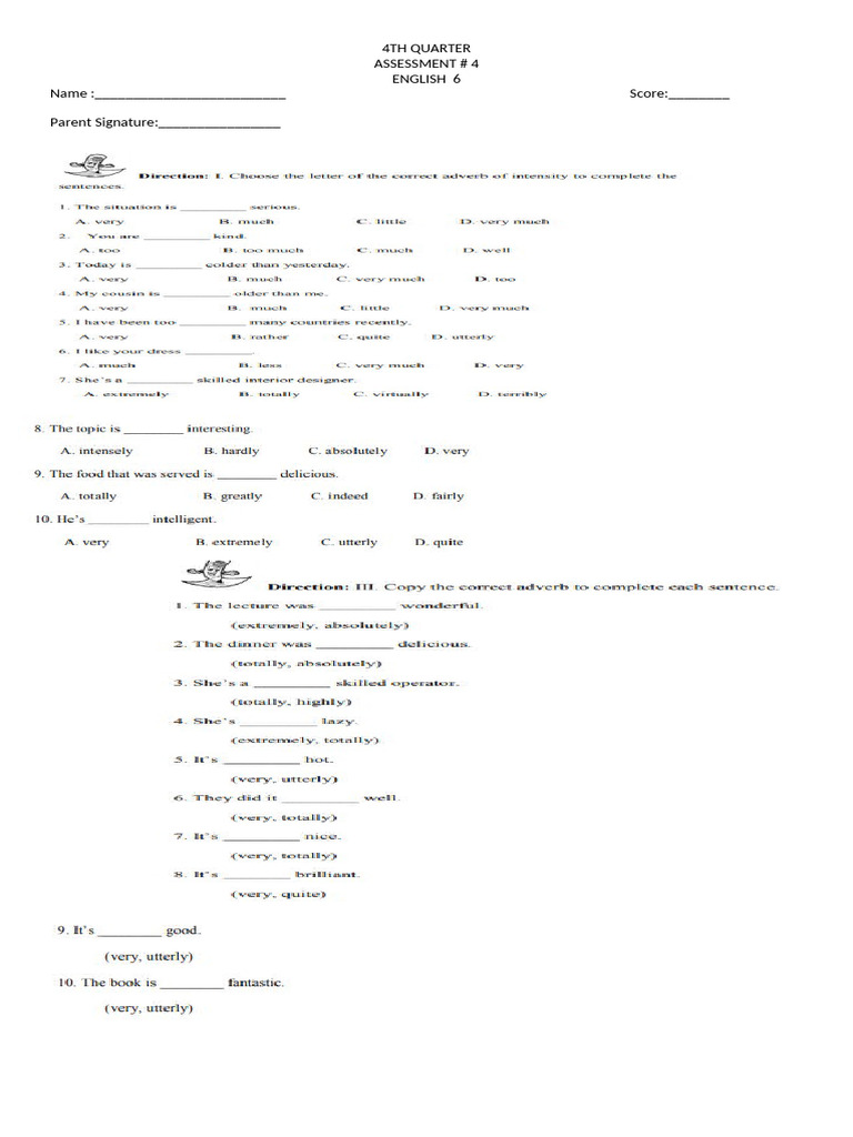 4TH QUARTER Assessment ENGLISH | PDF
