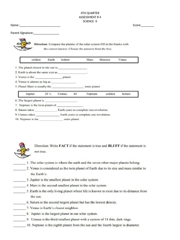 4TH QUARTER Assessment SCIENCE | PDF