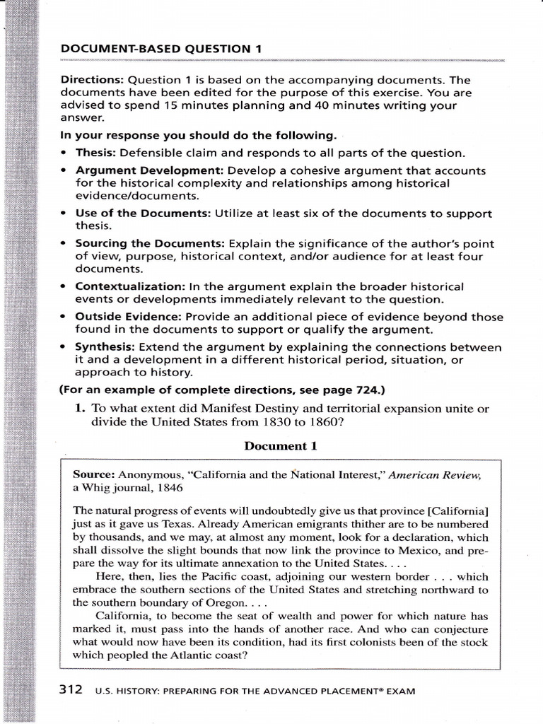 AP US DBQ Manifest Destiny 4 | PDF | Mexican–American War | The United ...