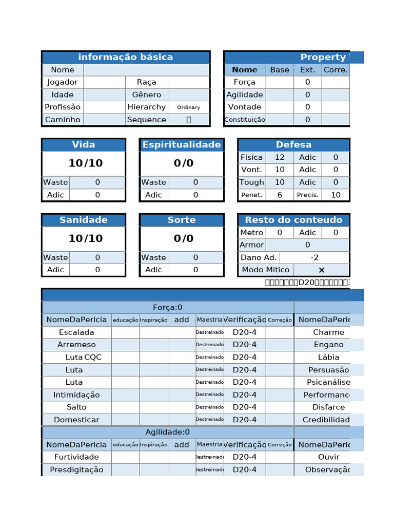 Planilha LOTM Traduzida Edição 1.1 | PDF