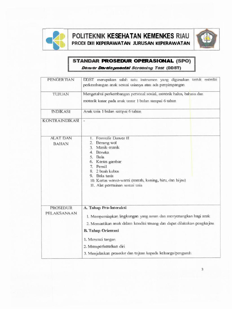 Prosedur Penggunaan Denver II | PDF