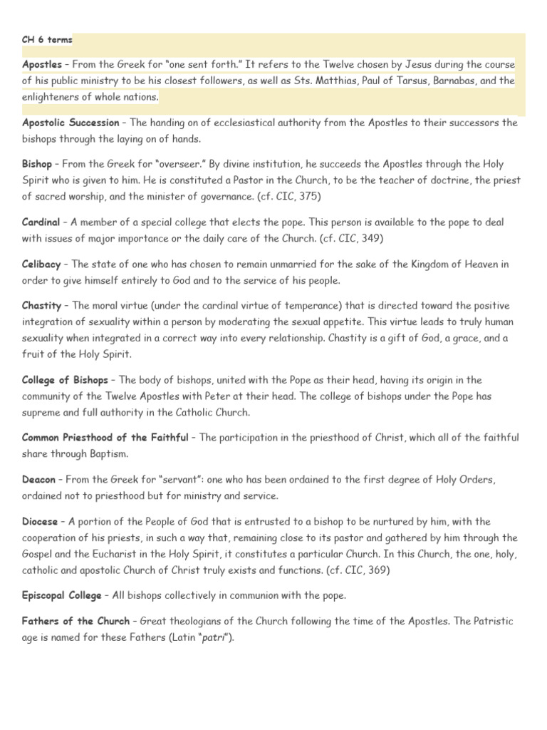 _Ch_6_Terms_ | PDF | Catholic Church | Eucharist