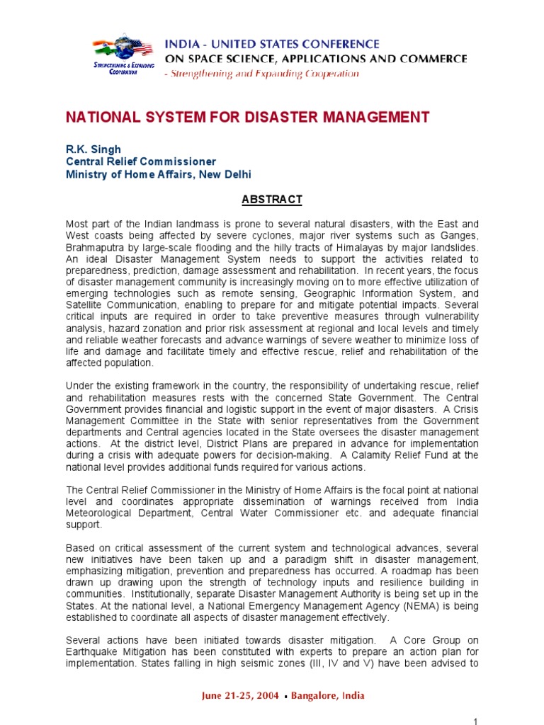 Technology's Role in India's Disaster Management | PDF | Science ...