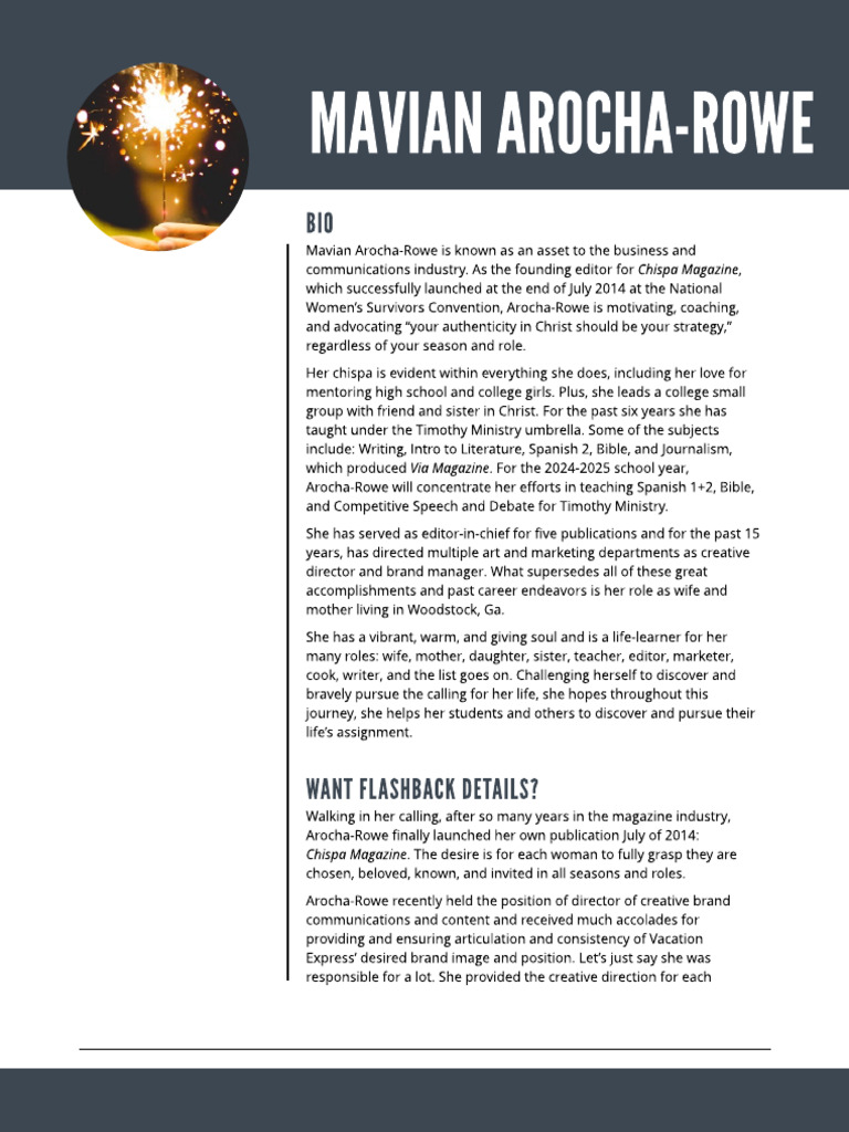 Mavian (Mavi) Arocha-Rowe Bio - 2024-2025 | PDF