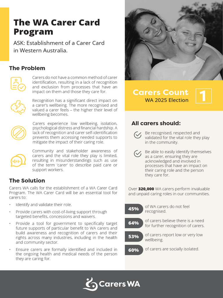 WA Carer Card Program Proposal | PDF | Caregiver | Social Programs