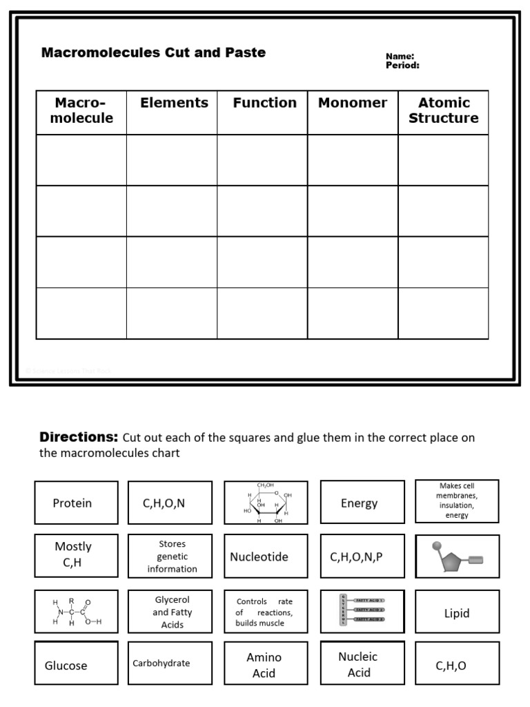 Macromolecules Chart Homework | PDF