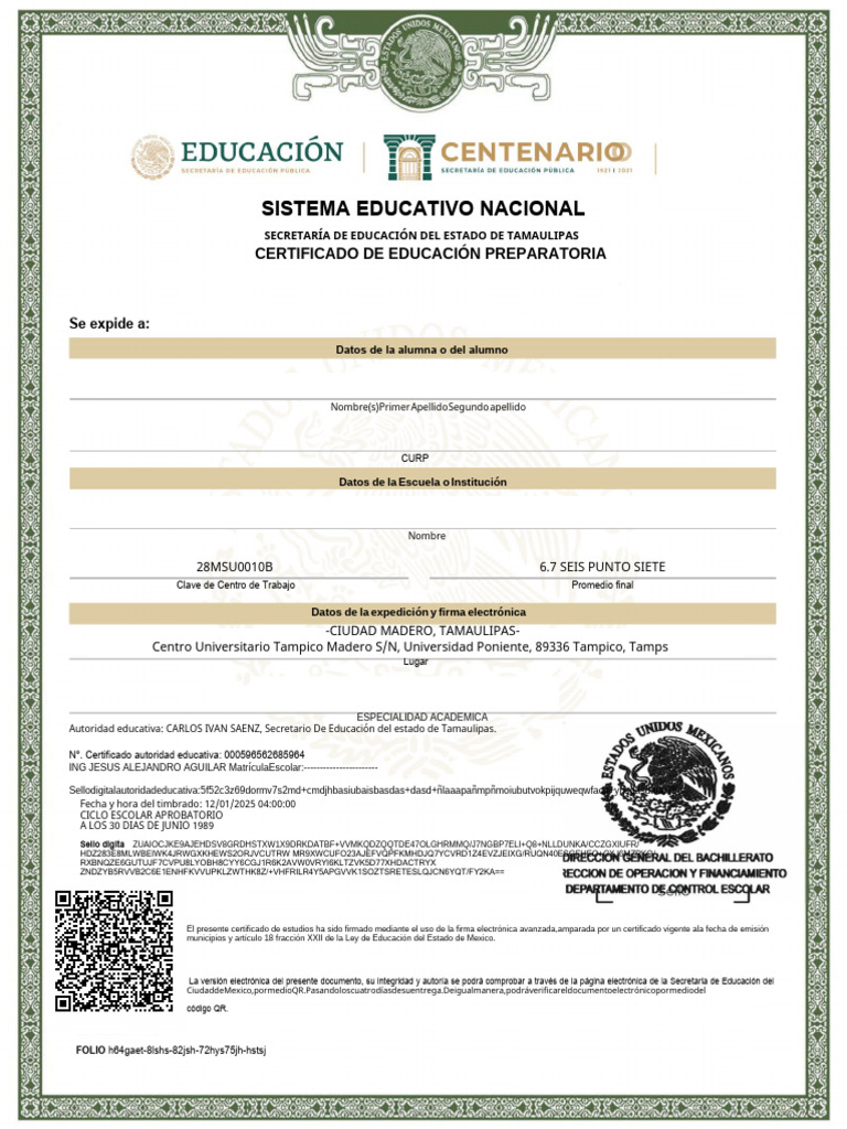 Uat Certificado 86316 | PDF