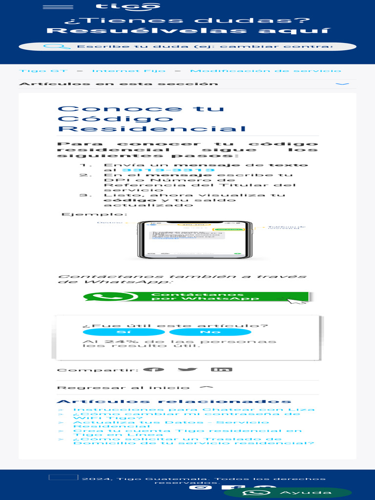 Conoce Tu Código Residencial - Tigo GT | PDF