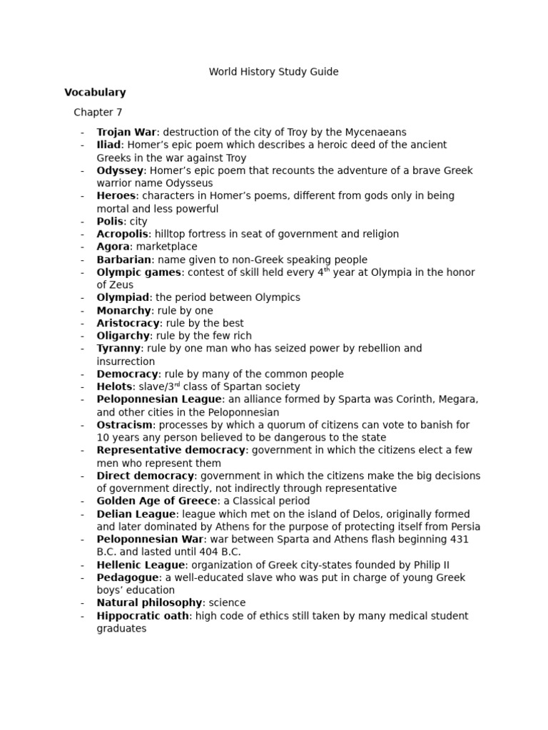 World History Study Guide | PDF | Roman Republic | Ancient Rome