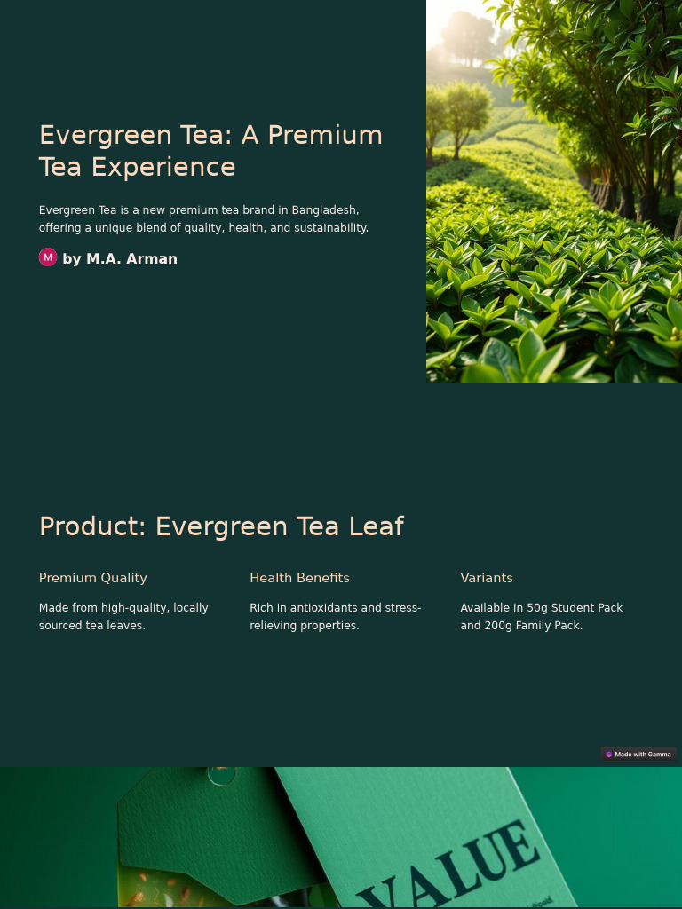 Evergreen Tea A Premium Tea Experience | PDF | Pricing | Retail