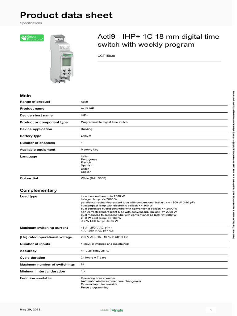 Acti9 IH - IHP - ITA - CCT15838 | PDF | Computing | Electricity