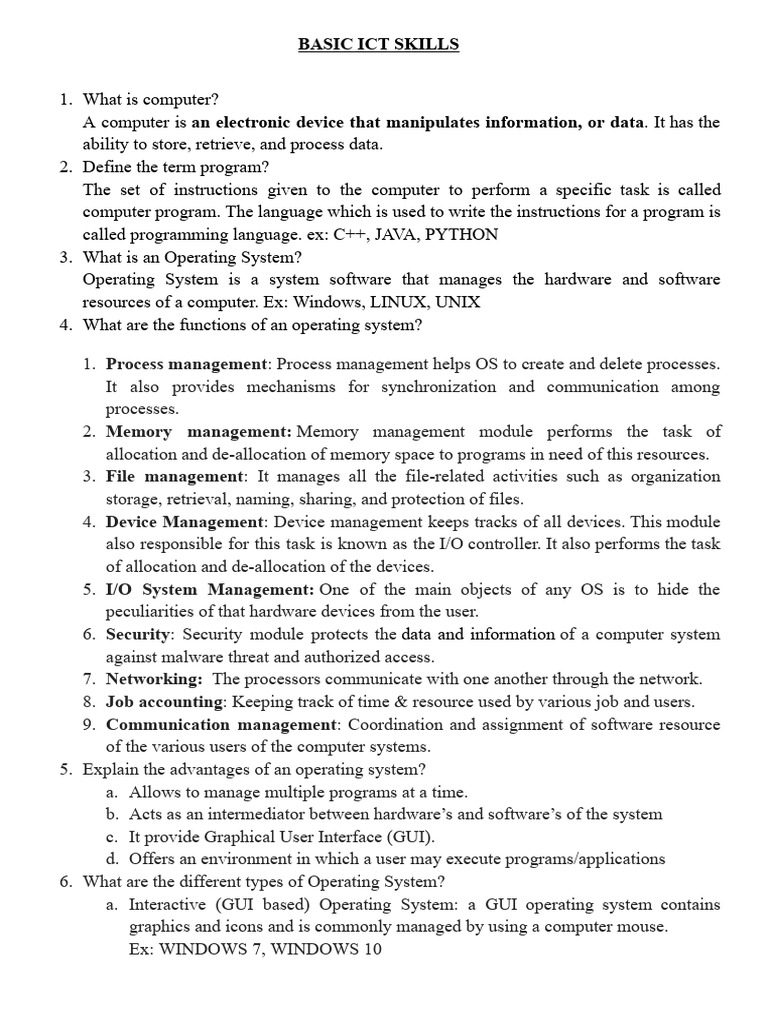 Basic ICT Skills New | PDF | Operating System | Computer File