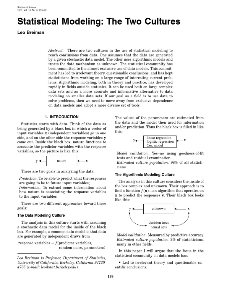 Breiman 2001 | PDF | Statistics | Dependent And Independent Variables