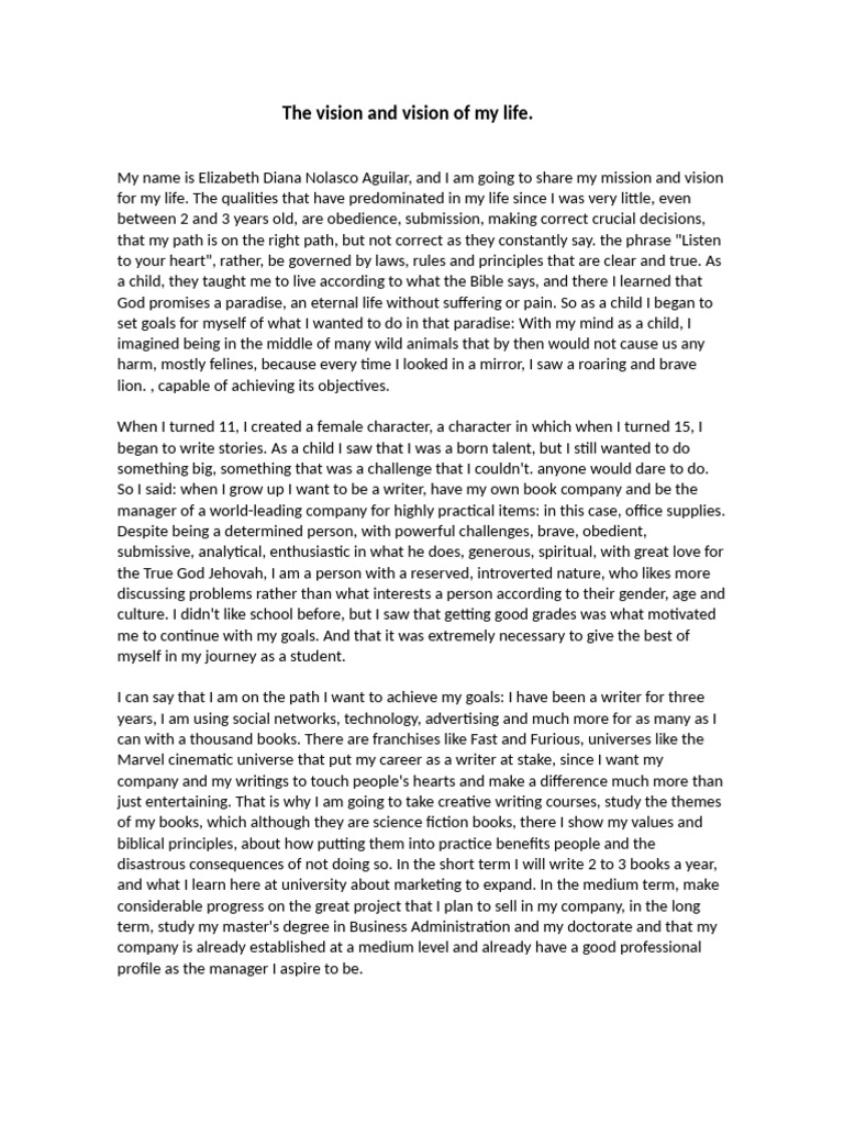 The vision and vision of my life^ | PDF