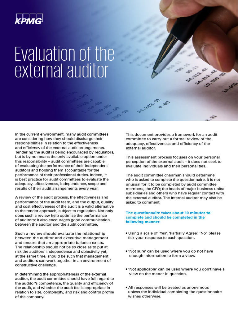 1 - Evalution of The External Auditor | PDF | Audit | Internal Control