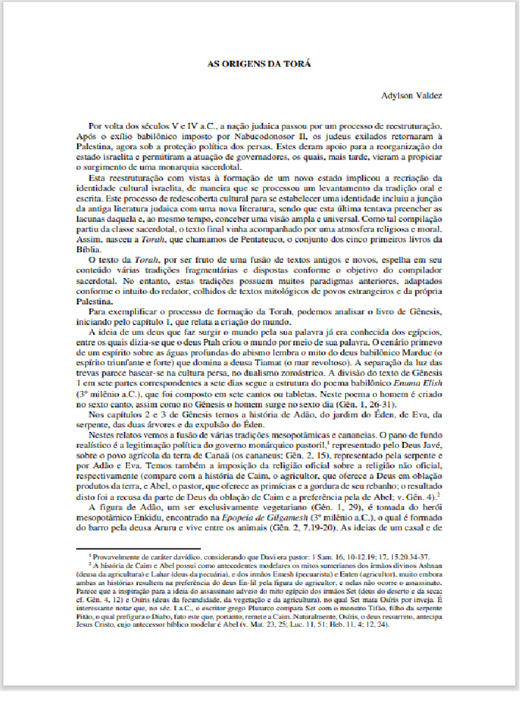 As Origens Da Tora 1 | PDF