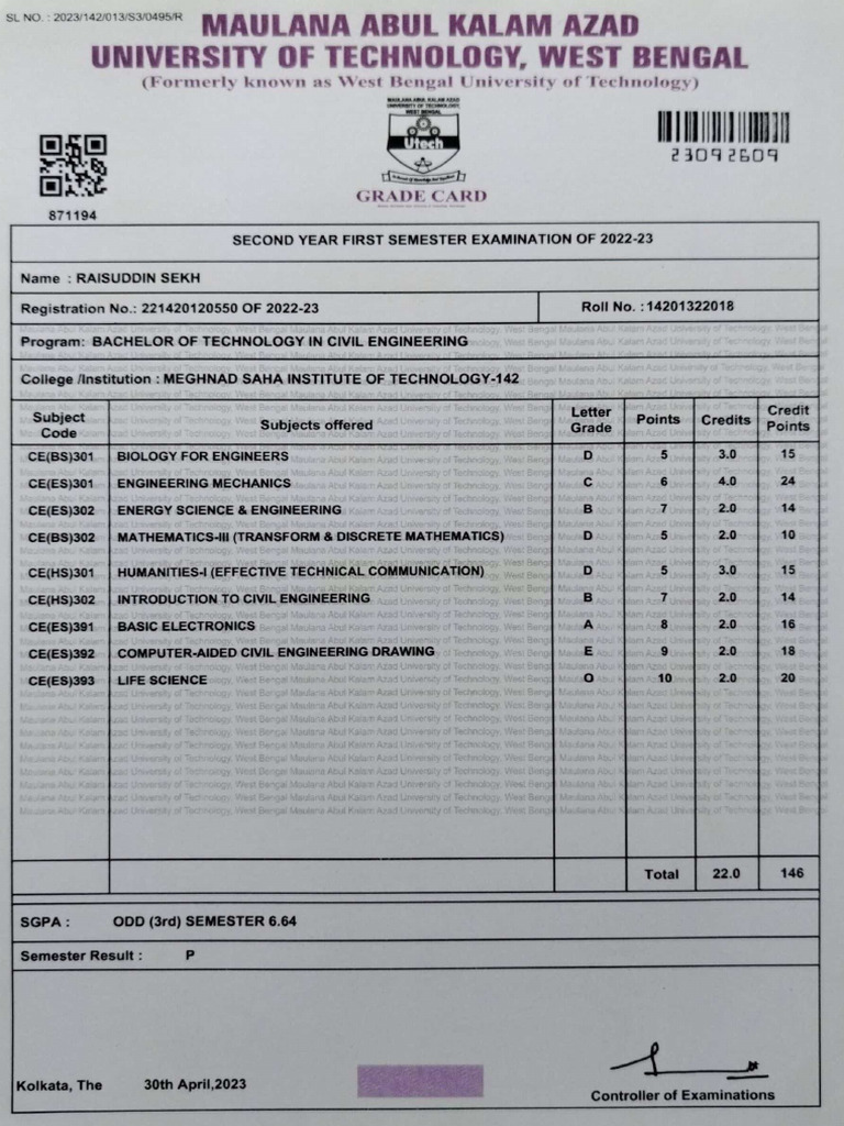 3rd sem btech result | PDF