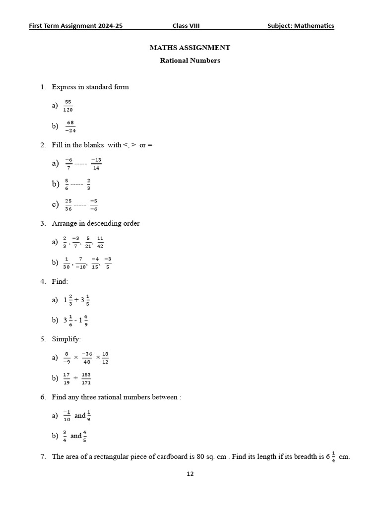 Class-8 Maths Term 1 Assignment (2024-25) | PDF | Mathematics | Elementary Geometry