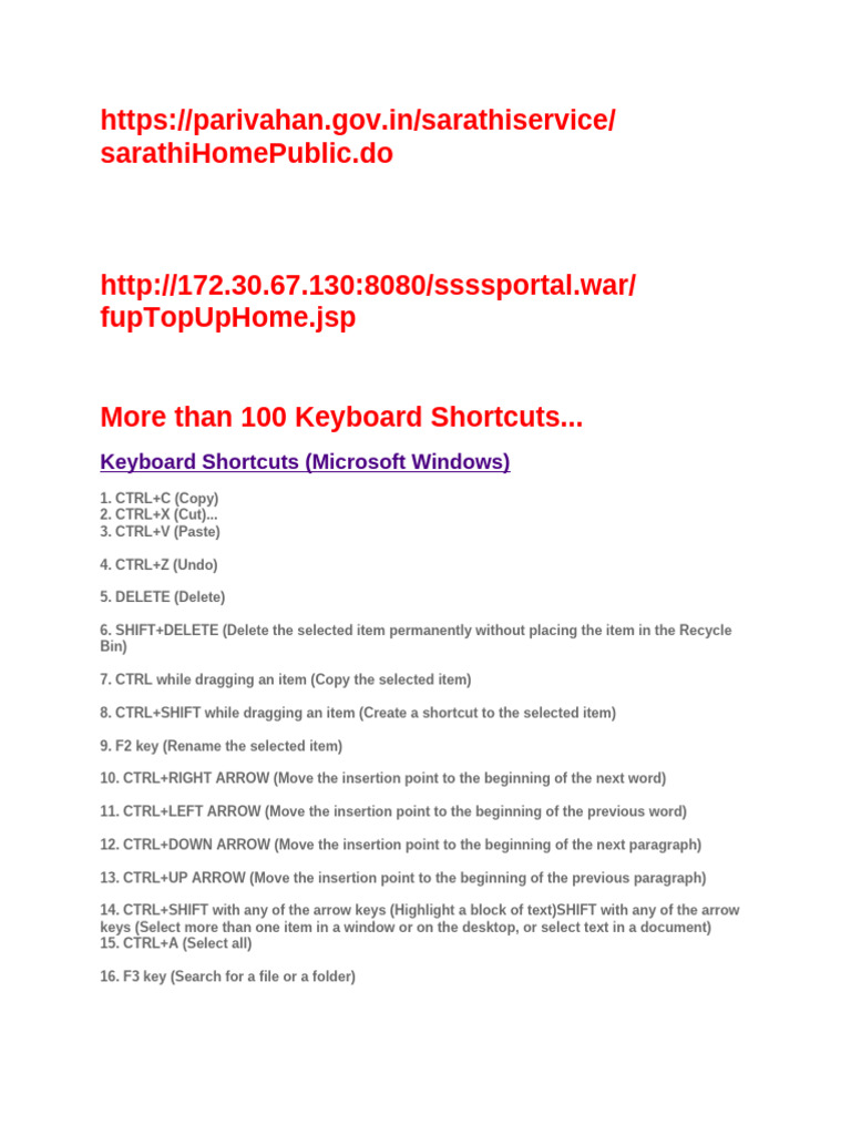 Essential Windows Keyboard Shortcuts | PDF | Microsoft Windows | Computer Keyboard