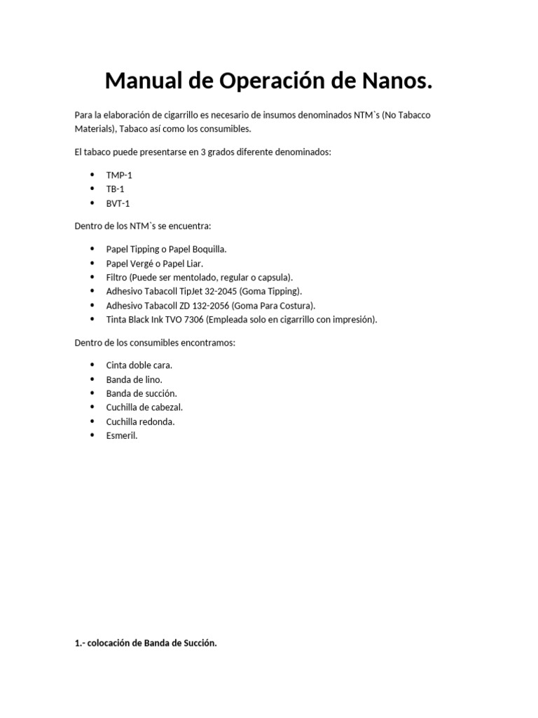 Manual de Operación de nanos S | PDF