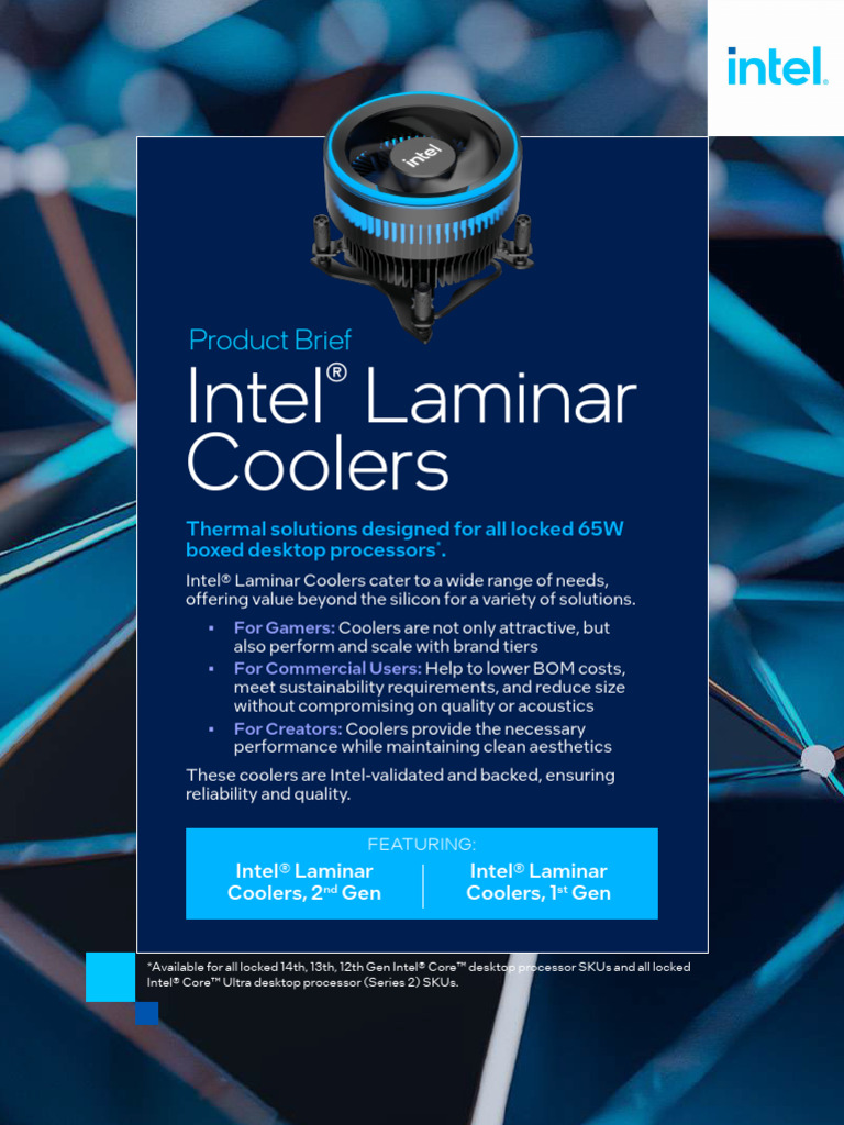 Intel-Laminar-Coolers-Product-Brief-Public | PDF | X86 Architecture | Intel