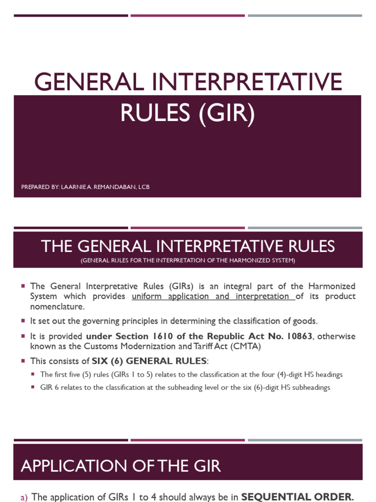 Customs Classification Guide | PDF