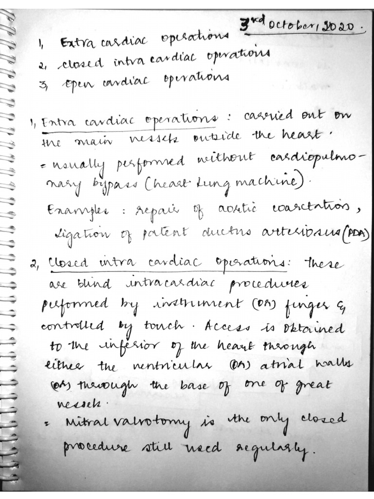 Extra Cardiac, Closed Intra Cardiac, Open Cardiac Operations | PDF
